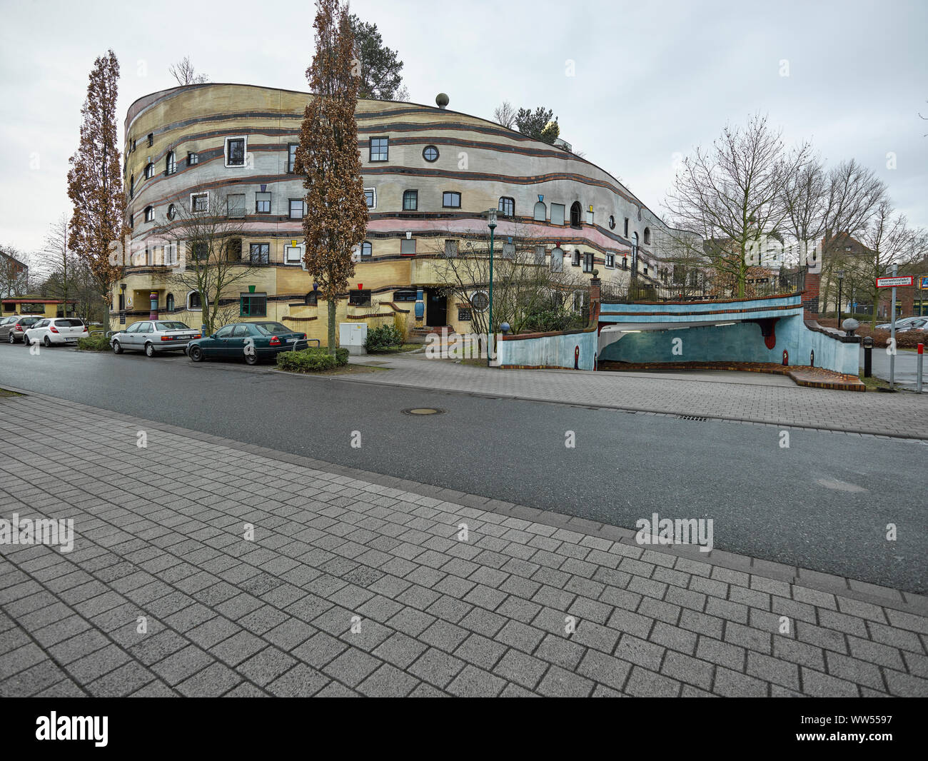Darmstadt, Hundertwasser house with street in the foreground Stock ...