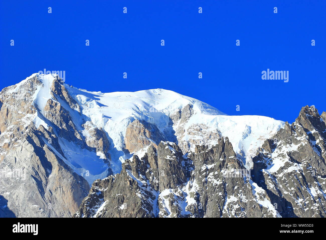 Mont Blanc, highest peak in Alps. Beautiful mountain landscape in ...