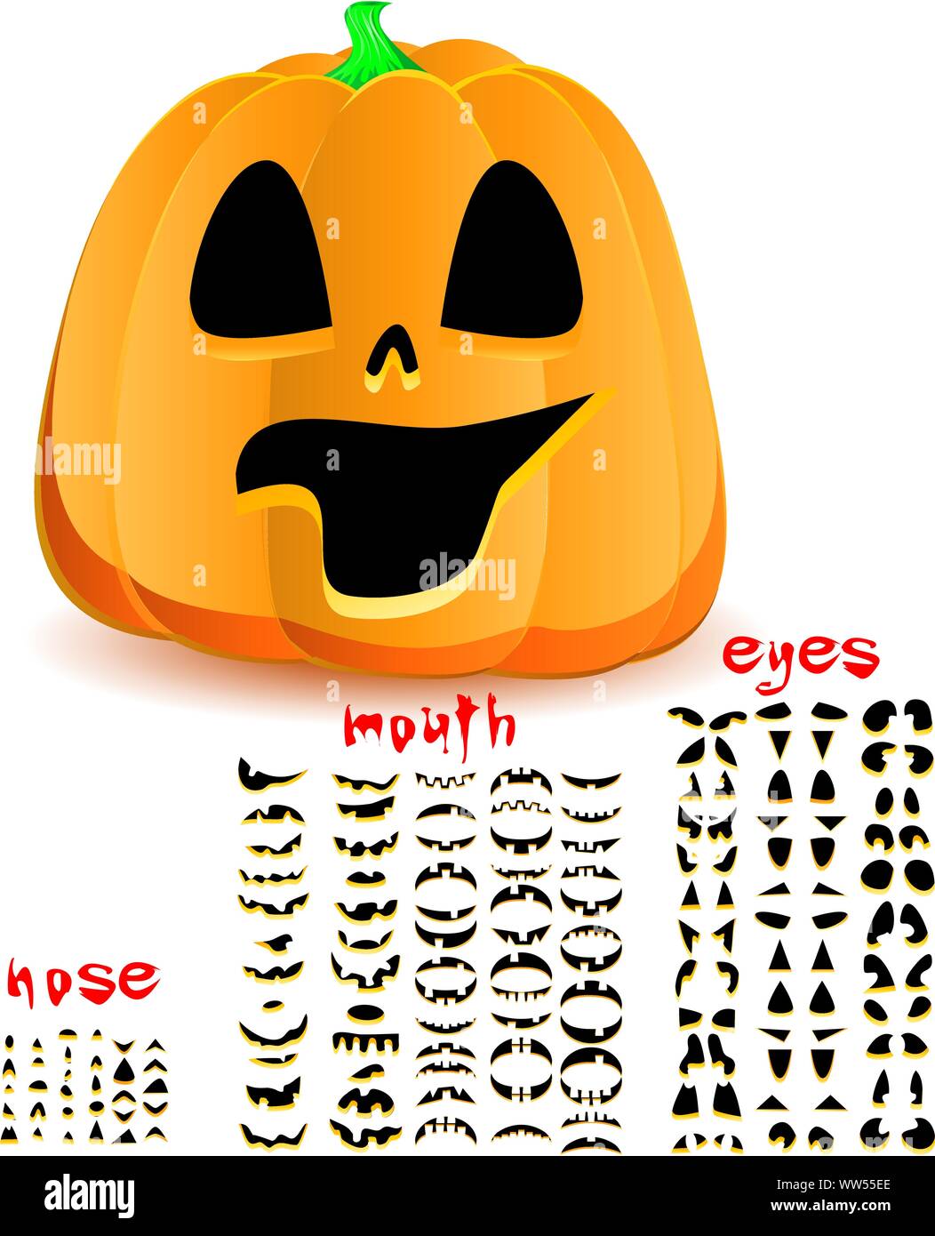 Halloween pumpkin as Jack O`Lantern, part 18, vector illustration Stock ...