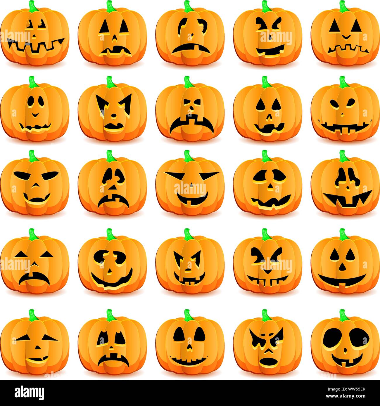 Halloween pumpkins as Jack O`Lantern, vector illustration Stock Vector ...