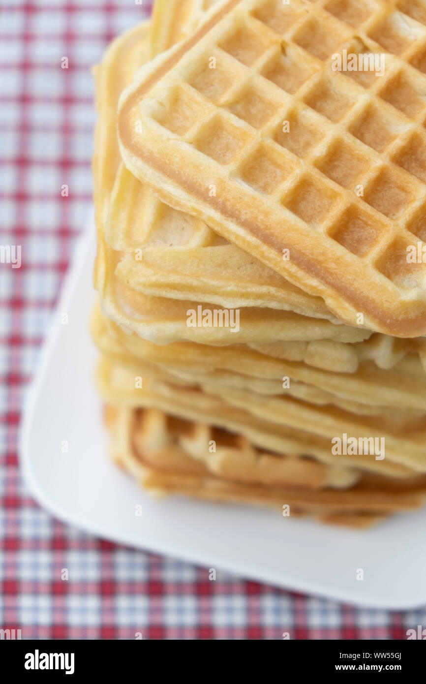 Close-up of a stack of Belgian waffles Stock Photo - Alamy