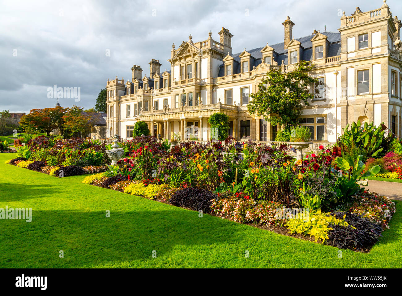 The colourful and well stocked herbaceous borders in front of Dyffryn ...