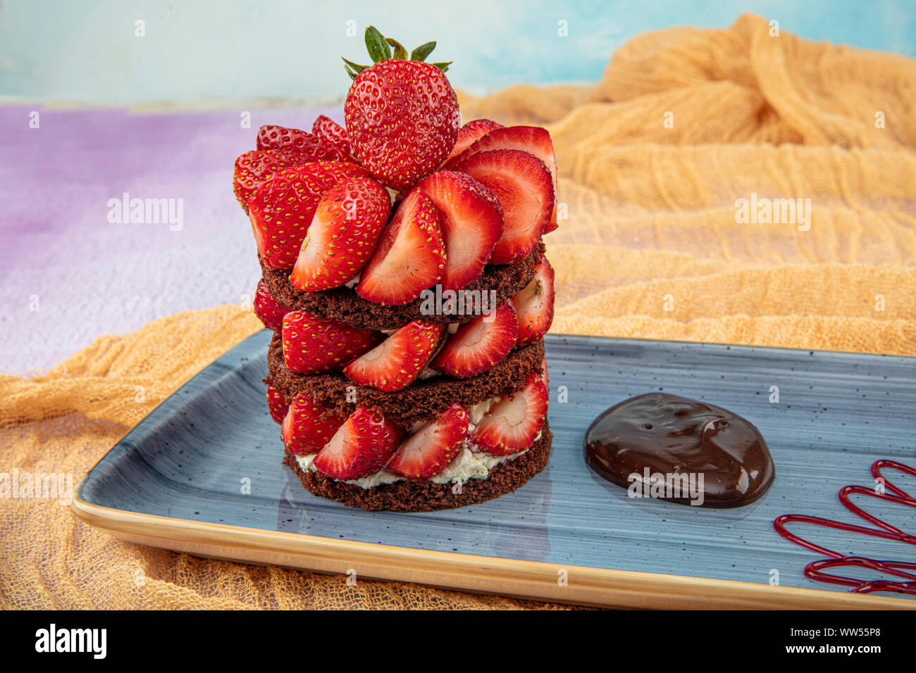 Delicious looking cake with decorated with strawberries Stock Photo - Alamy