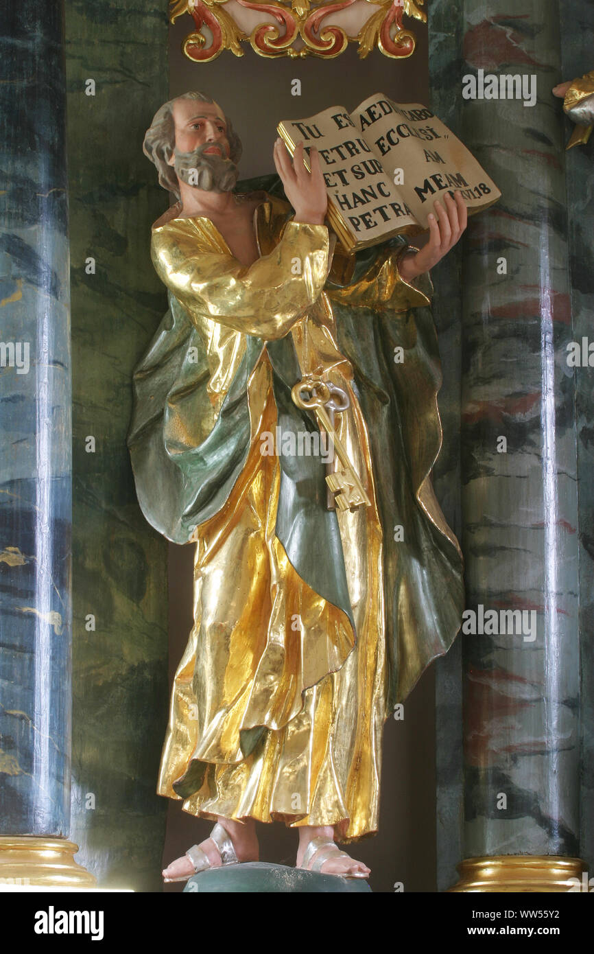 Saint Peter the Apostle, statue on the main altar in the Chapel of the ...