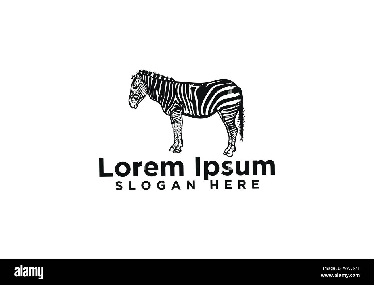 Hand Drawn Zebra Logo Designs Vector Illustration Stock Vector Image ...
