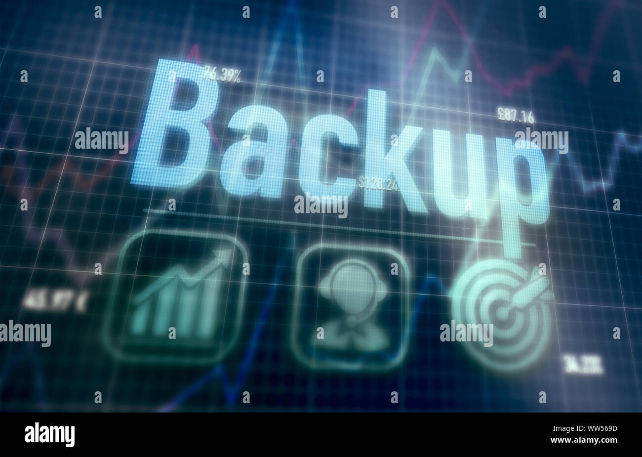 Backup concept on a blue dot matrix computer display Stock Photo - Alamy