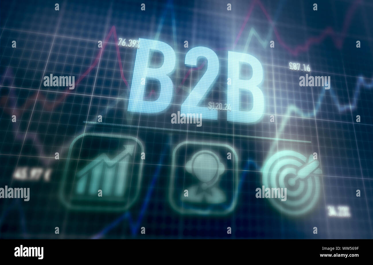 B2B concept on a blue dot matrix computer display Stock Photo - Alamy