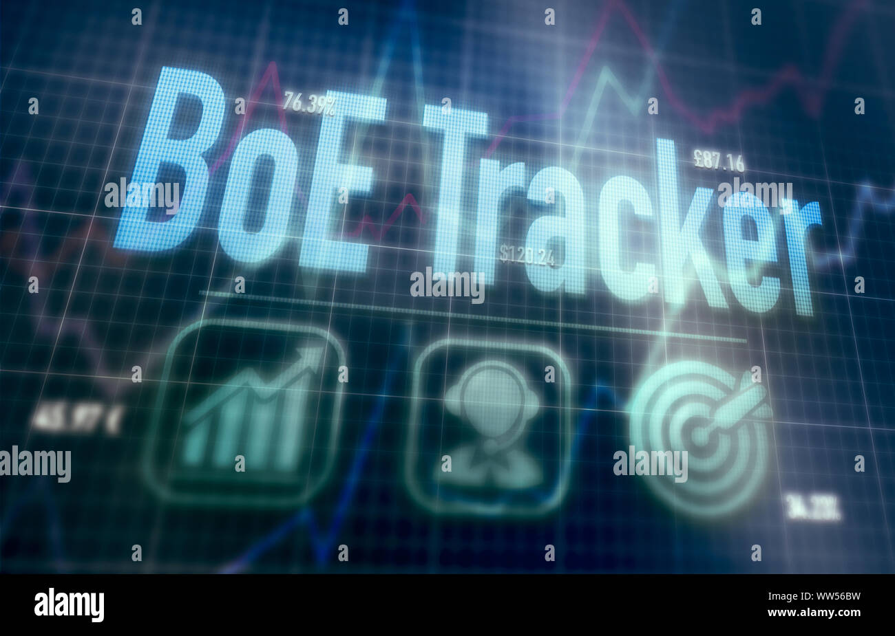 BoE Tracker concept on a blue dot matrix computer display Stock Photo ...