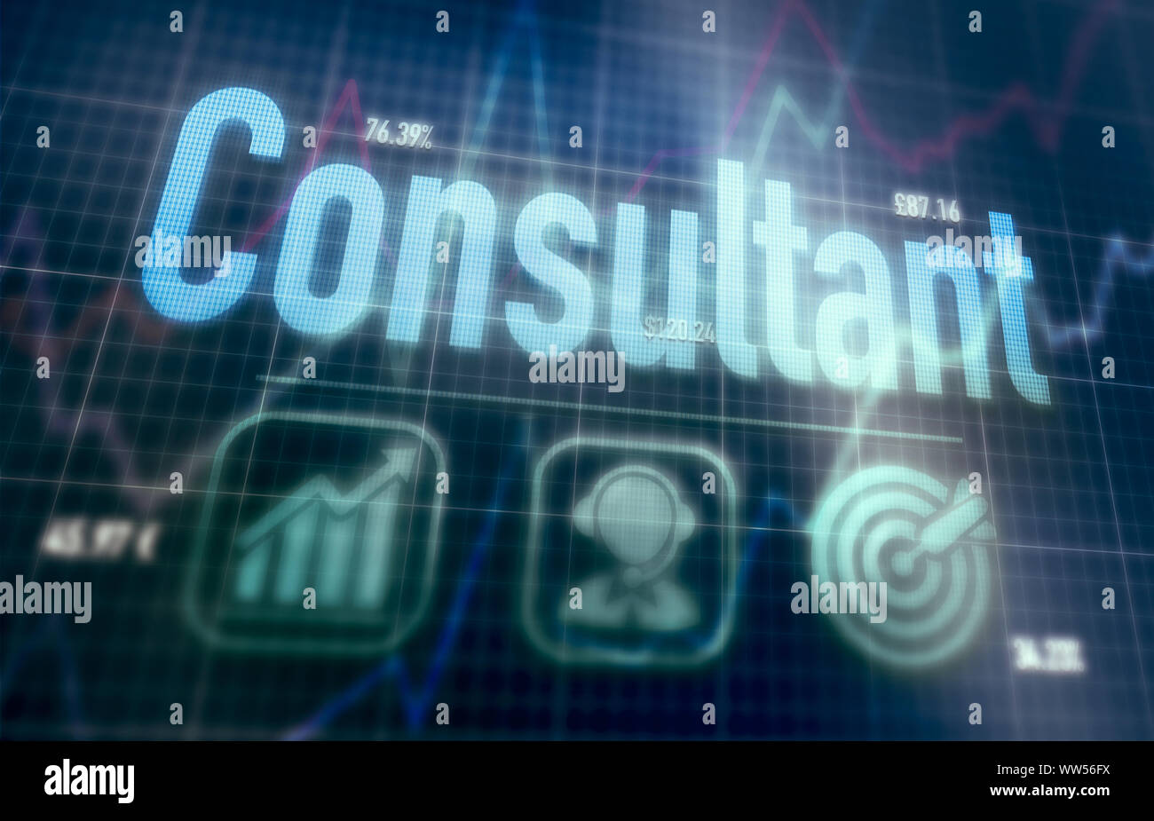 Consultant concept on a blue dot matrix computer display Stock Photo ...