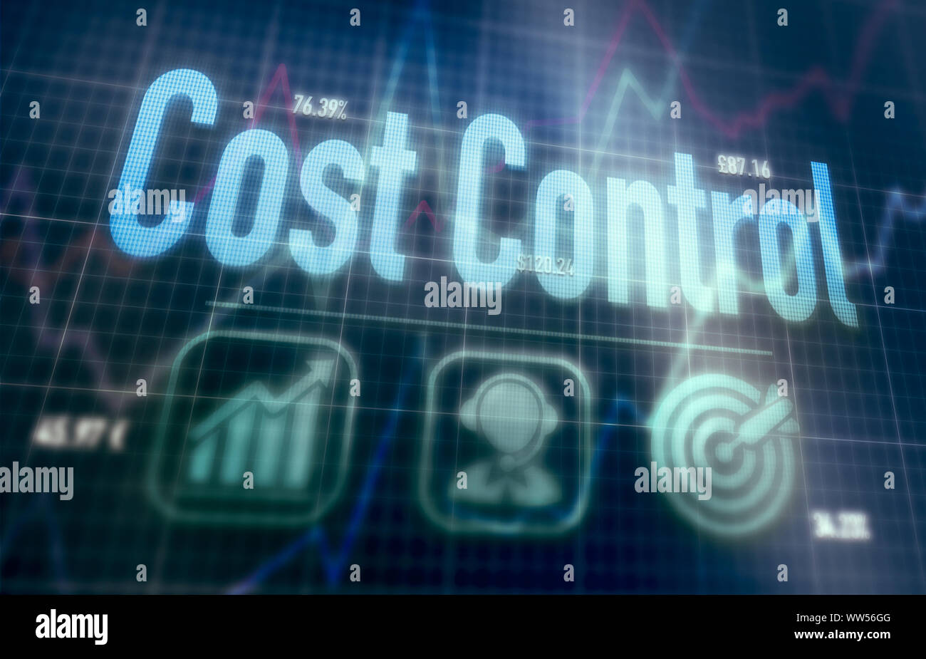 Cost Control concept on a blue dot matrix computer display Stock Photo ...
