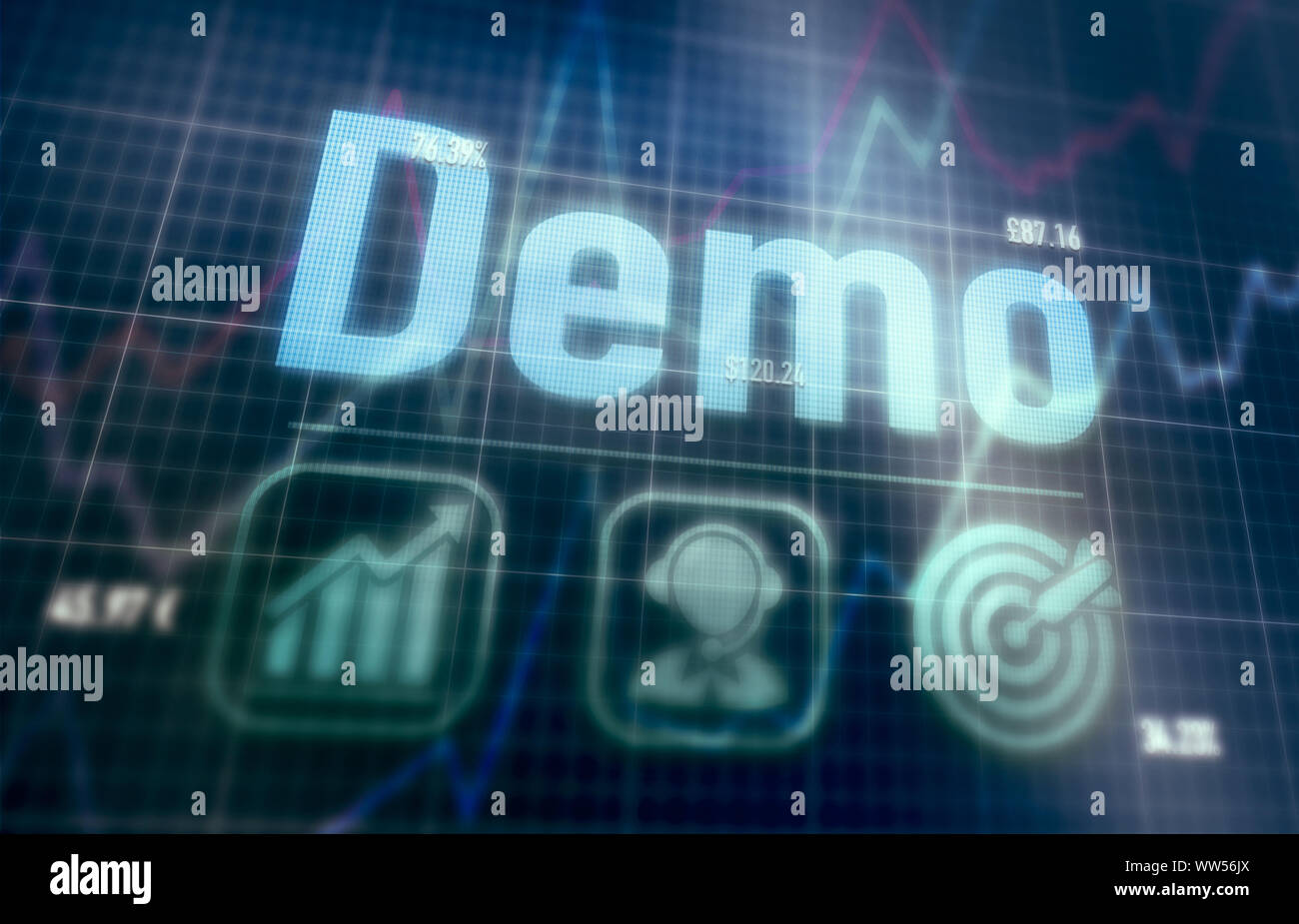 Demo concept on a blue dot matrix computer display Stock Photo - Alamy