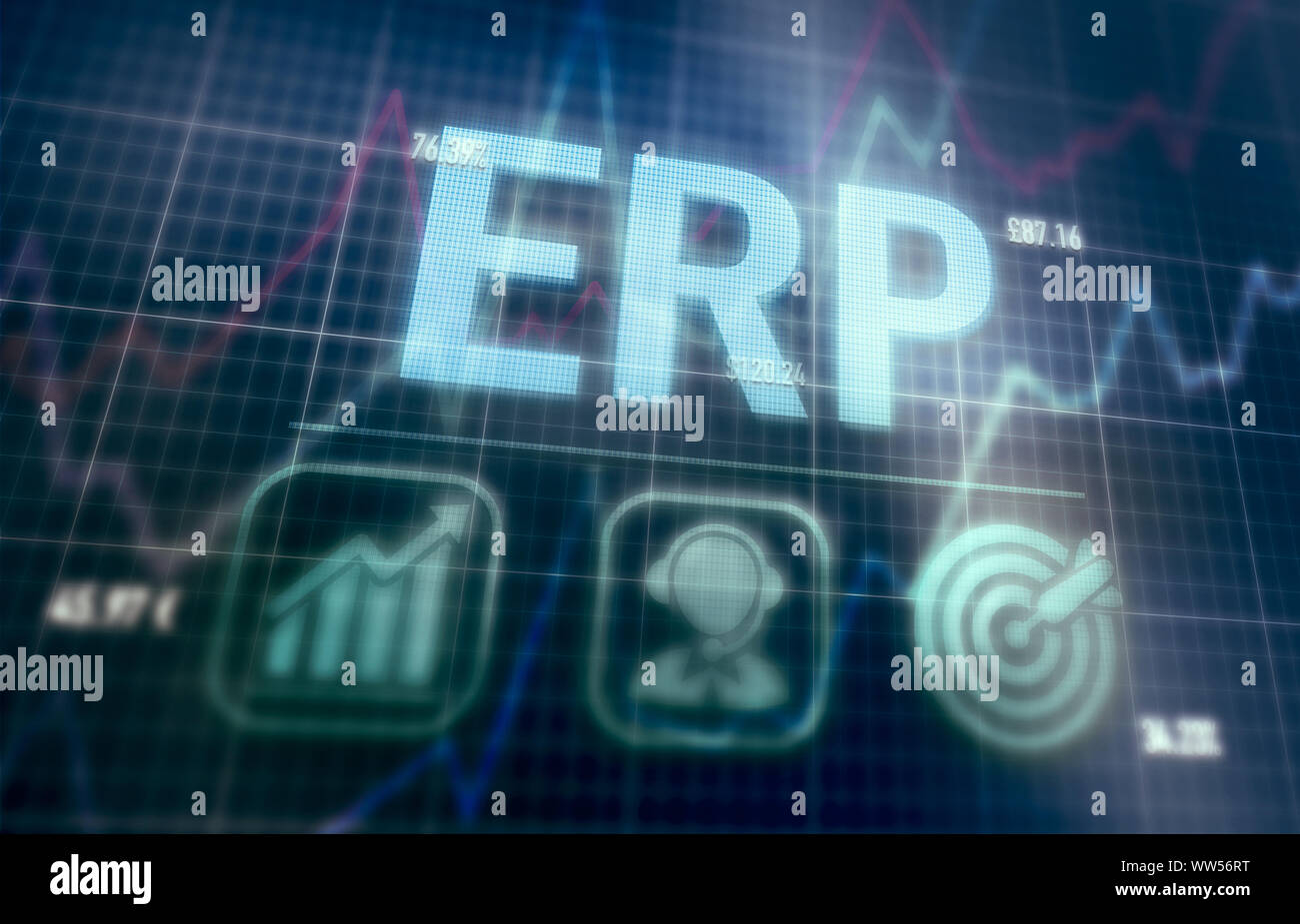 ERP concept on a blue dot matrix computer display Stock Photo - Alamy