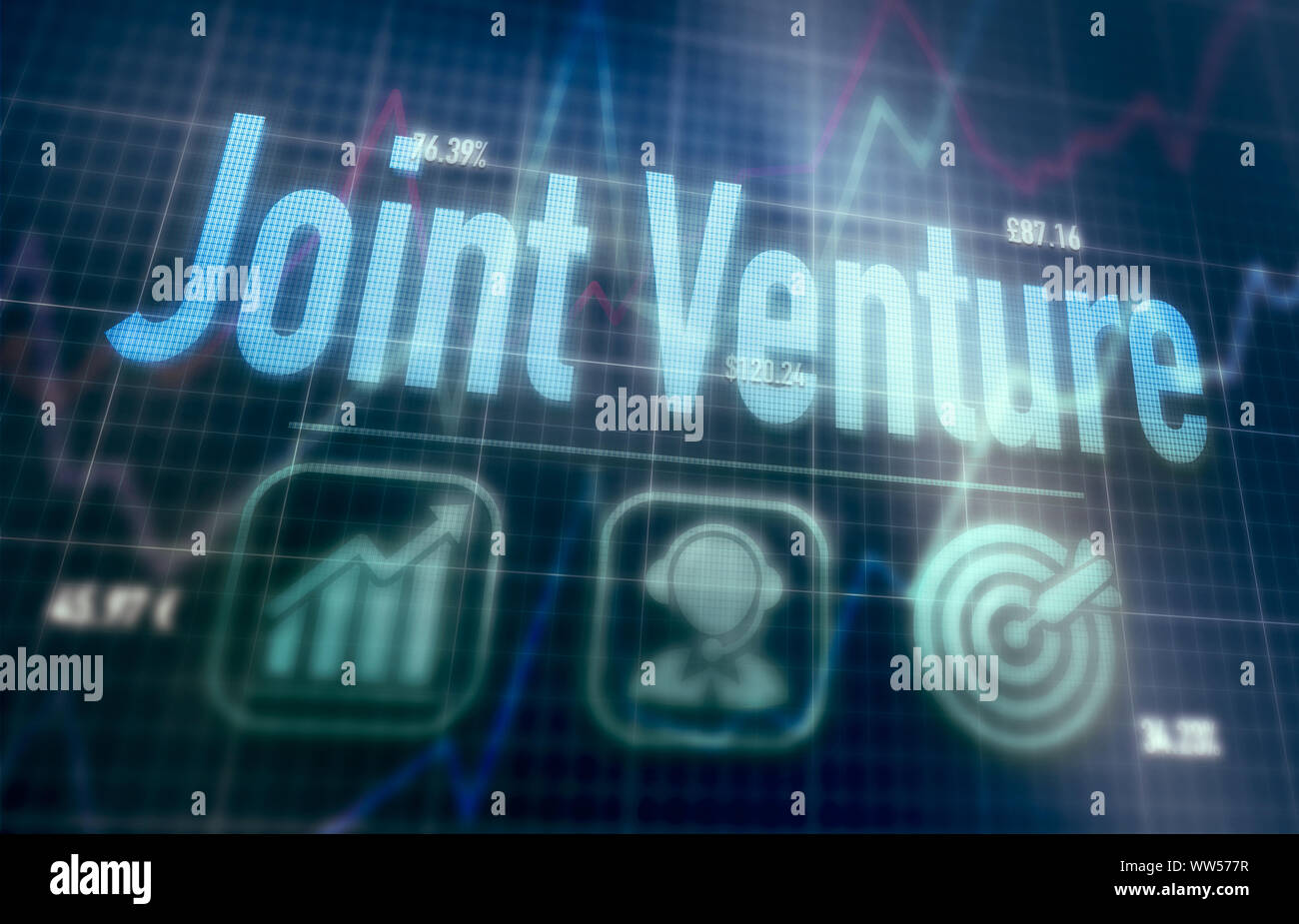 Joint Venture concept on a blue dot matrix computer display Stock Photo ...