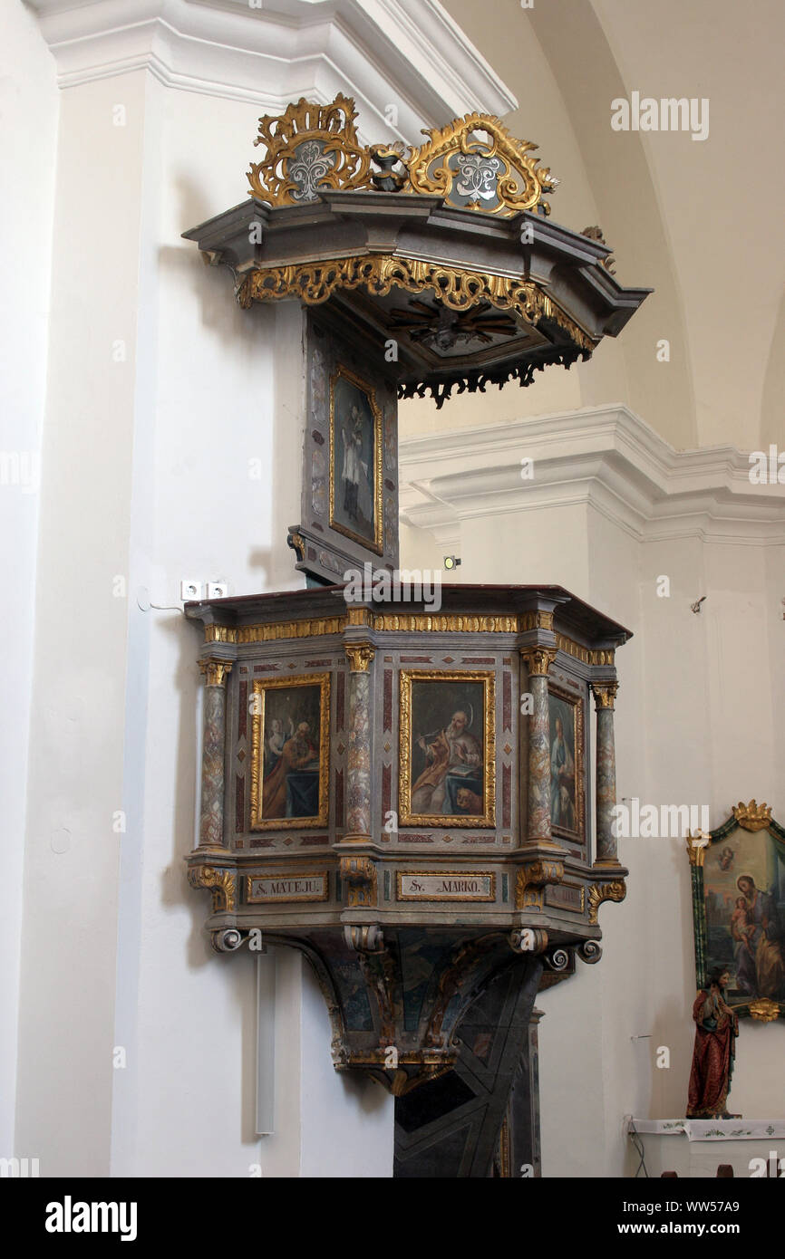 Pulpit in the Church of the Assumption of the Virgin Mary in Klostar ...