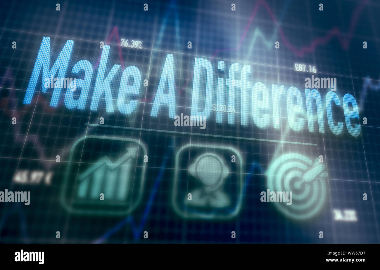 Make A Difference concept on a blue dot matrix computer display Stock ...