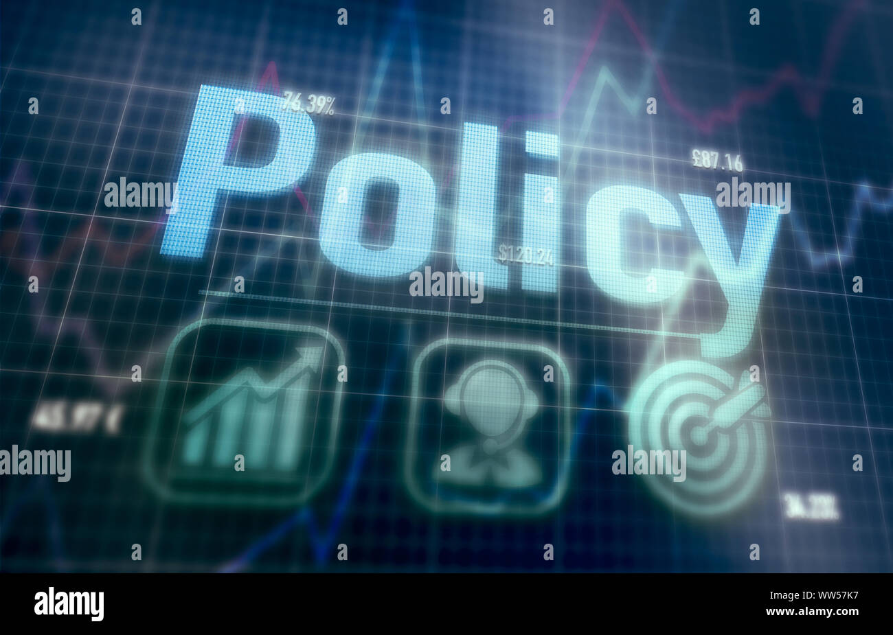 Policy concept on a blue dot matrix computer display Stock Photo - Alamy