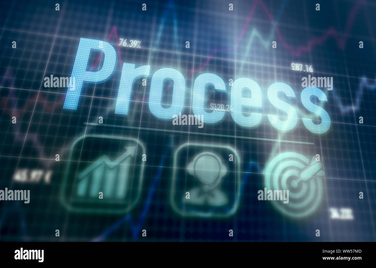 Process concept on a blue dot matrix computer display Stock Photo - Alamy