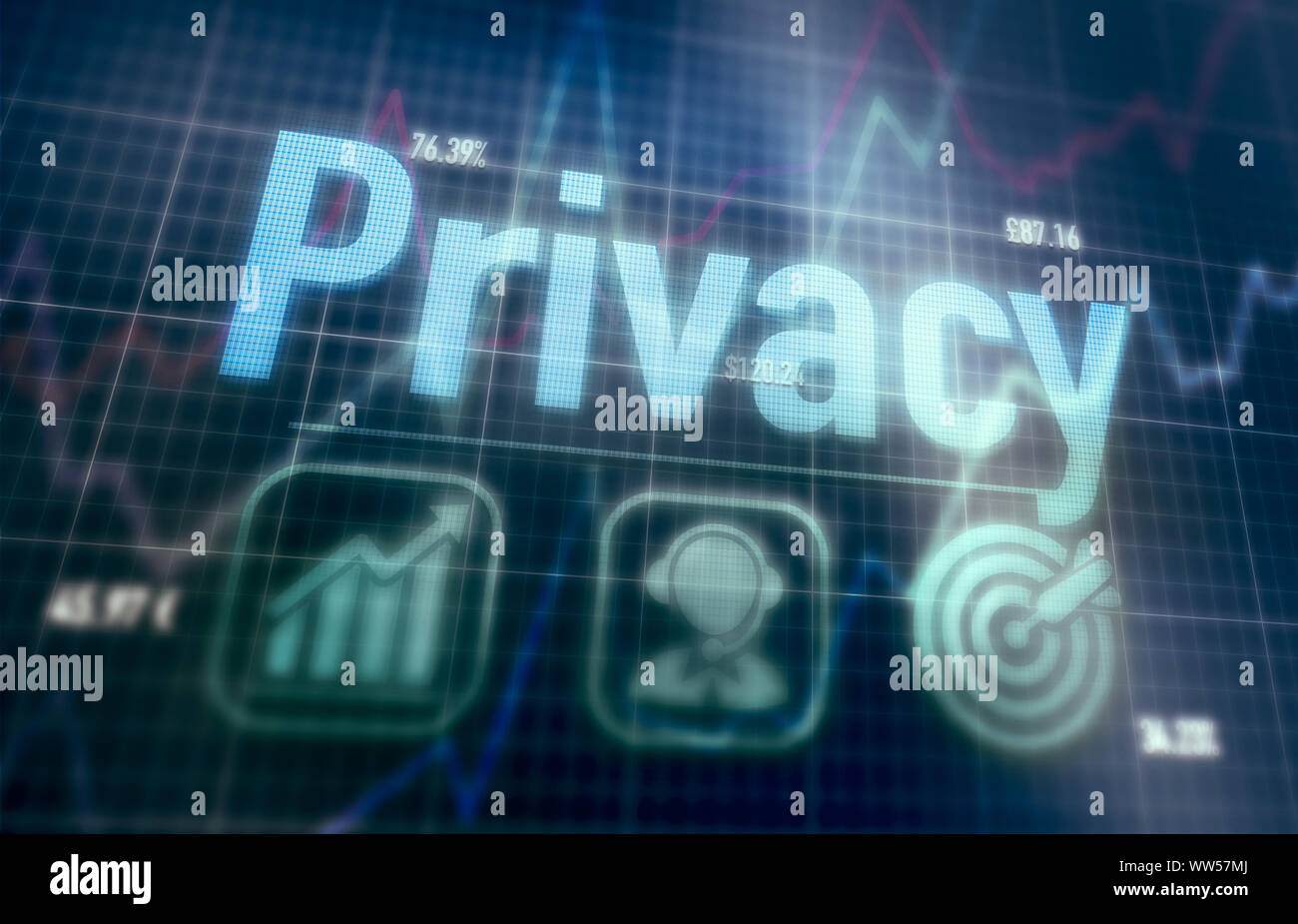 Privacy concept on a blue dot matrix computer display Stock Photo - Alamy