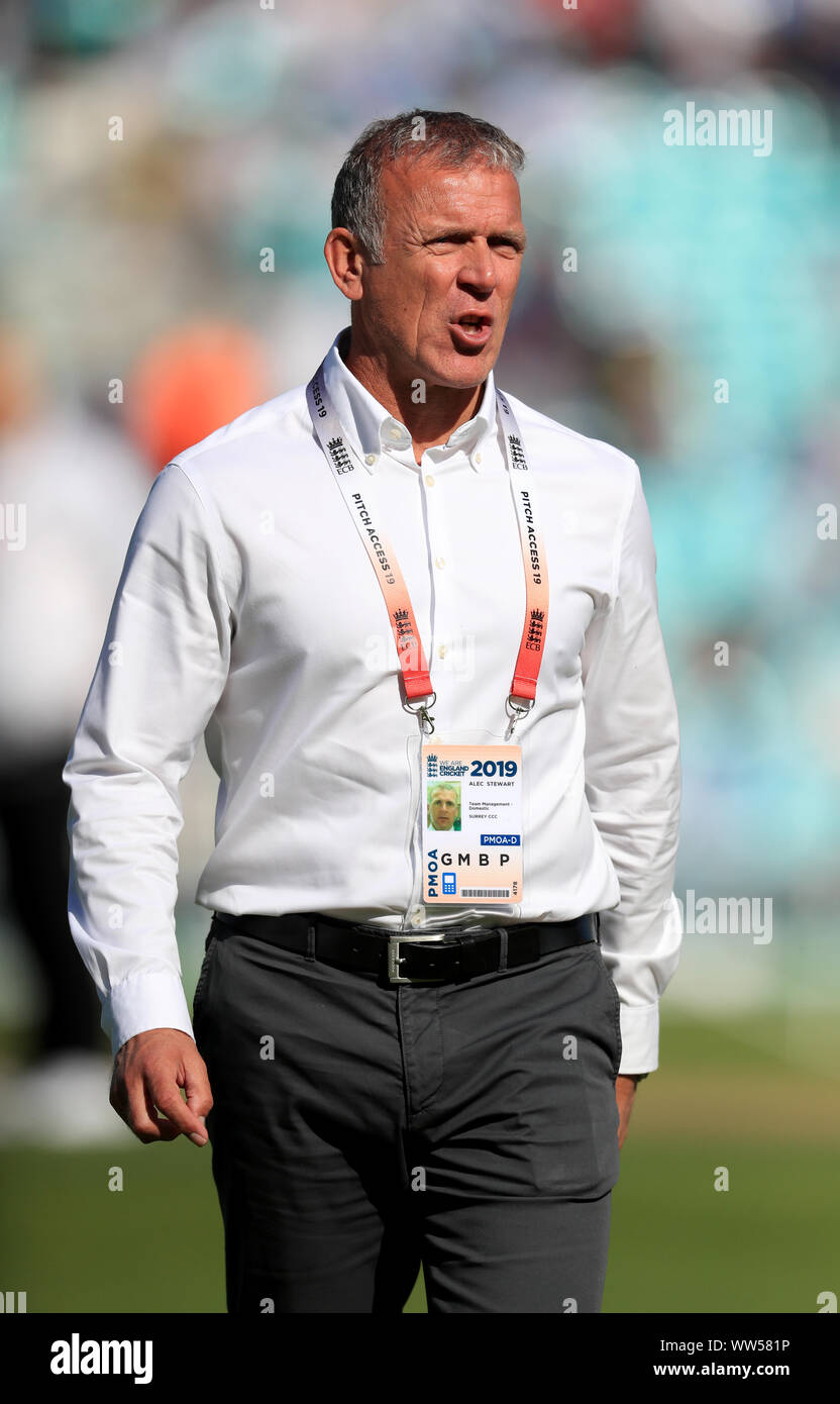 Former cricketer Alec Stewart during day two of the fifth test match at ...