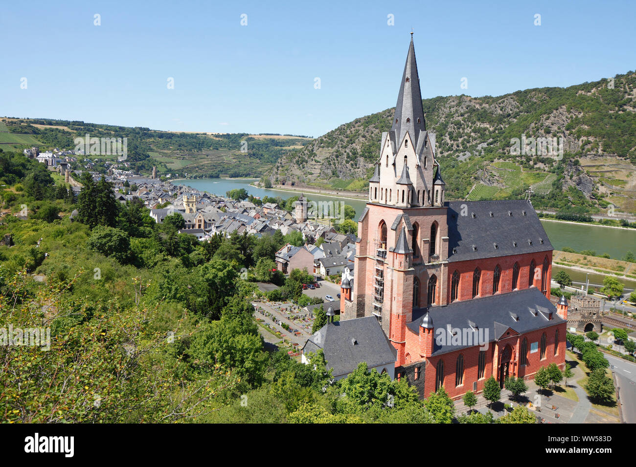Church of Our Lady with old town, Oberwesel, Unesco world heritage ...