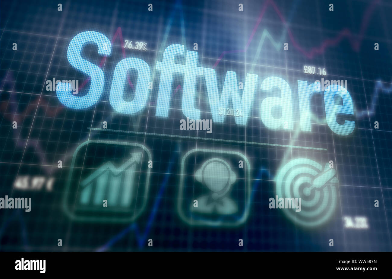 Software concept on a blue dot matrix computer display Stock Photo - Alamy