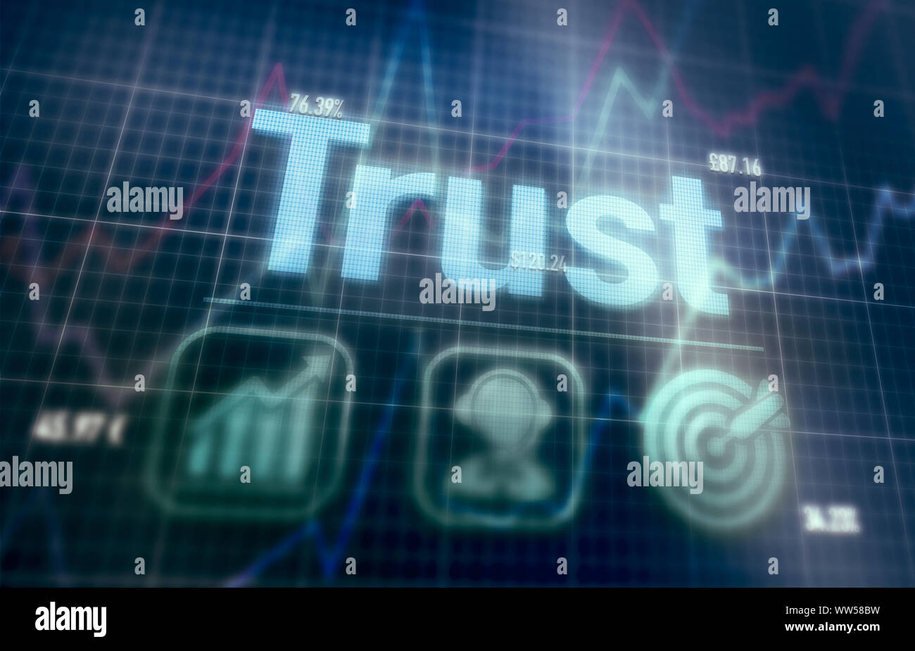 Trust concept on a blue dot matrix computer display Stock Photo - Alamy