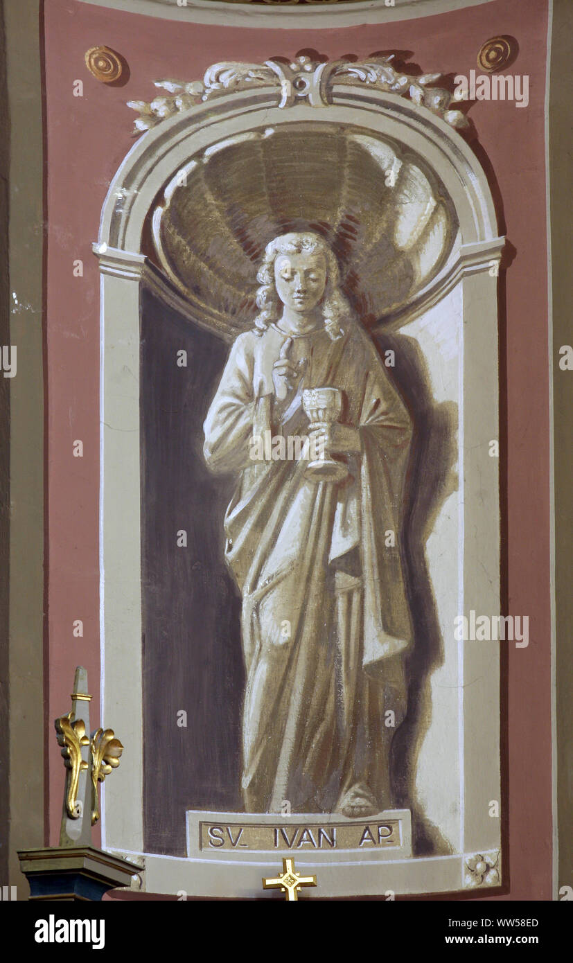 Saint John the Apostle, fresco in the church of Saint Peter in Ivanic ...