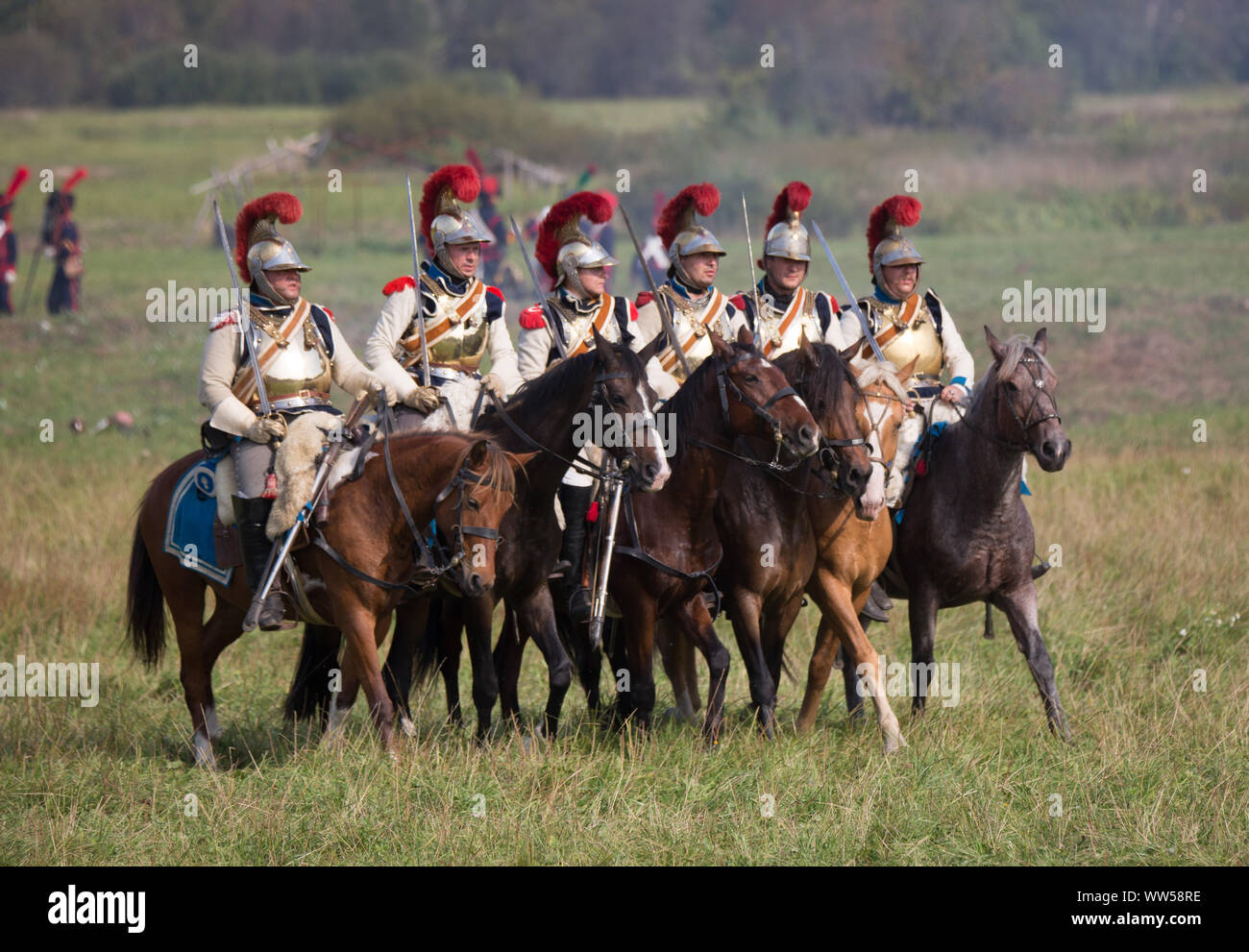 Borodino village, Moscow region/Russia - 02.09.2018: The reconstruction ...