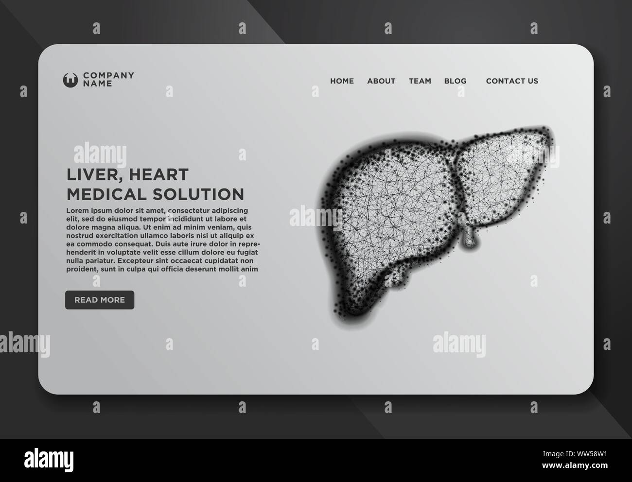 Web page design templates collection of Liver, Heart, Human anatomy ...