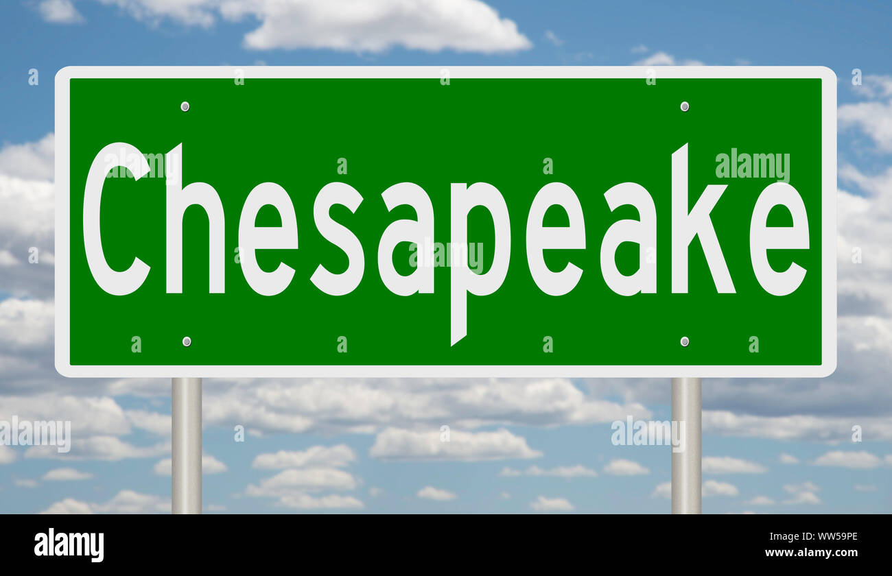 Rendering of a green road sign for Chesapeake Stock Photo - Alamy