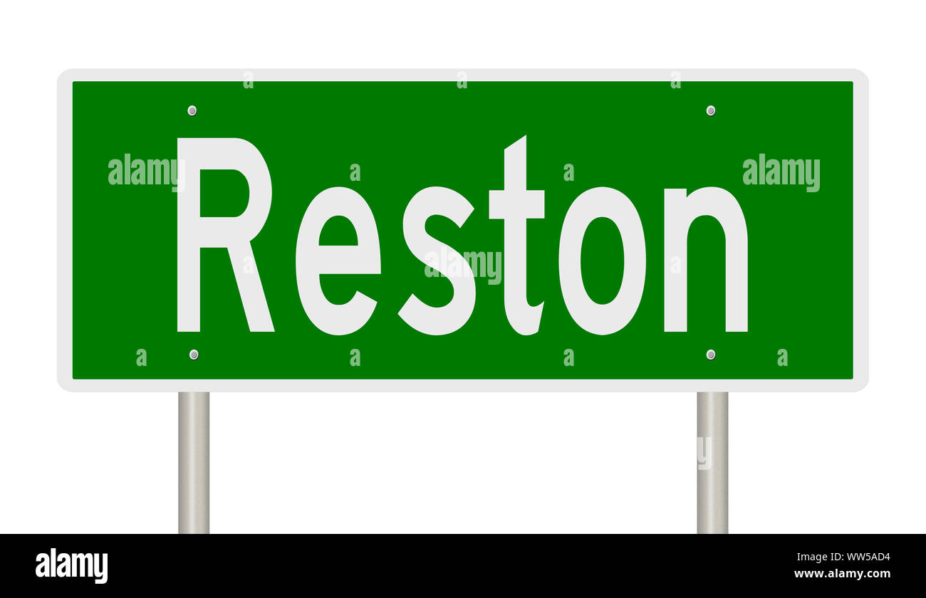 Rendering of a green road sign for Reston Virginia Stock Photo - Alamy