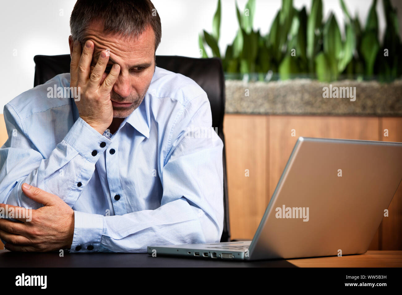 Frustrated businessman at laptop Stock Photo - Alamy