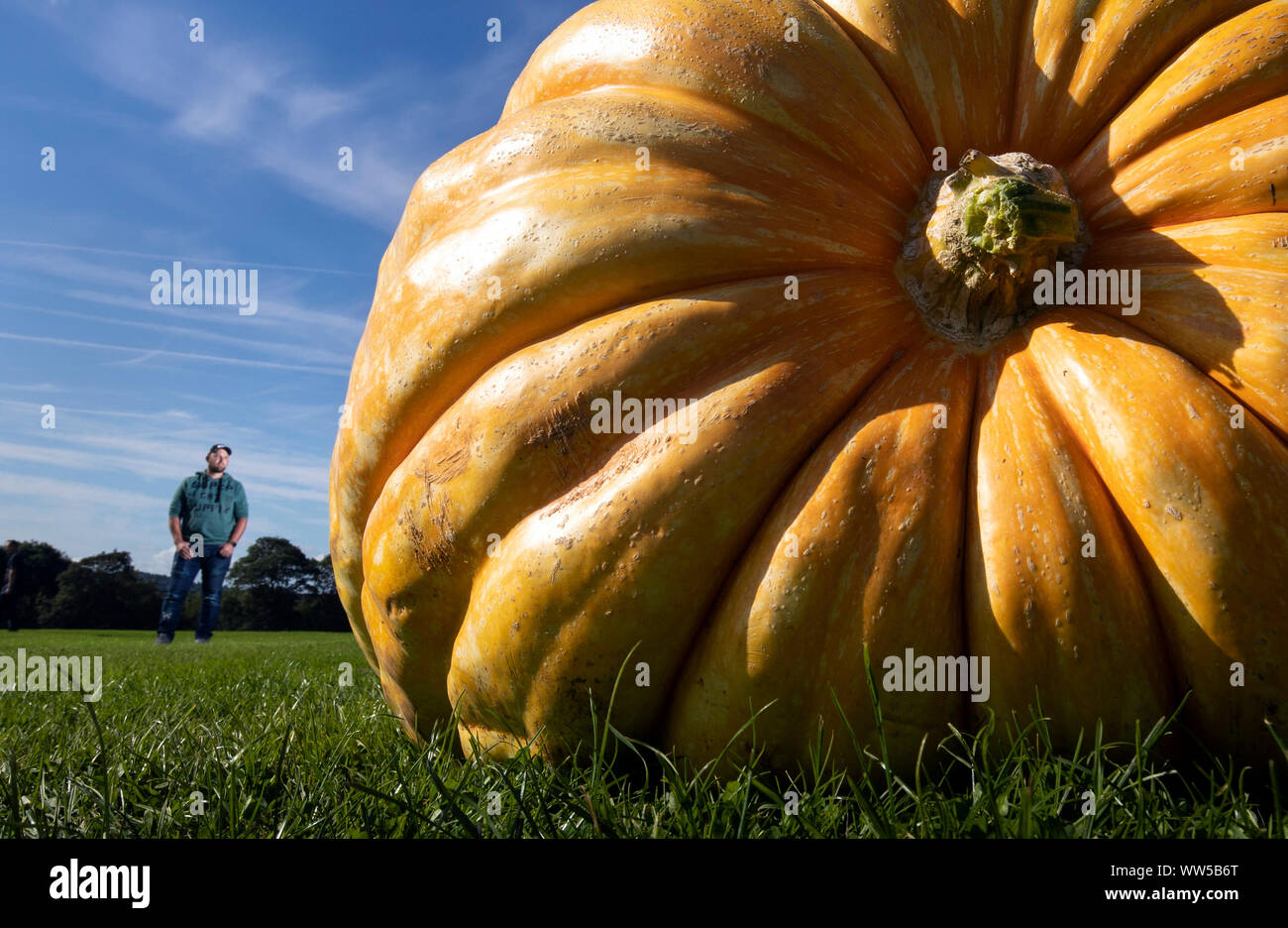 A forced perspective photograph of Richard Mann with his winning giant ...