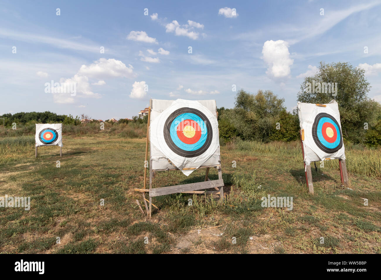 Archery targets on an outdoor sports ground Stock Photo - Alamy