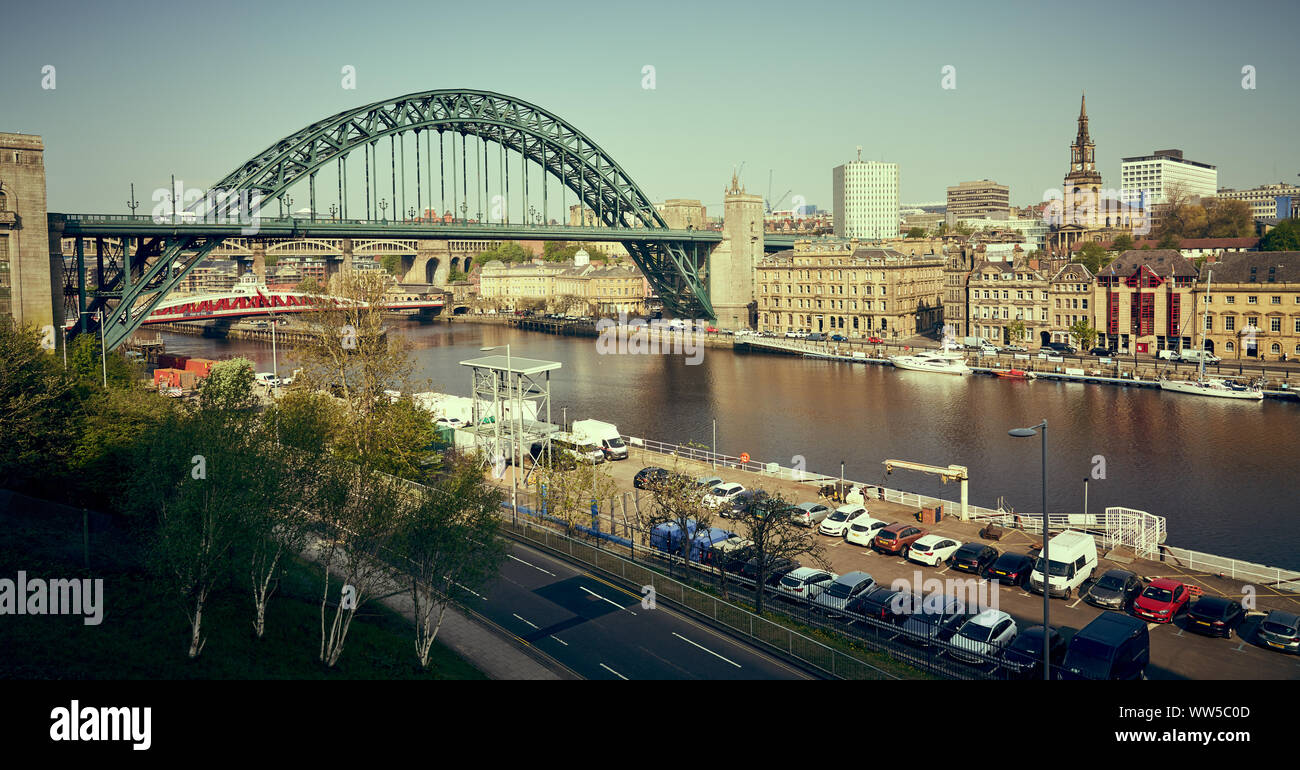 GATESHEAD, ENGLAND, UK - MAY 08, 2018: Views of the Tyne Bridge and ...