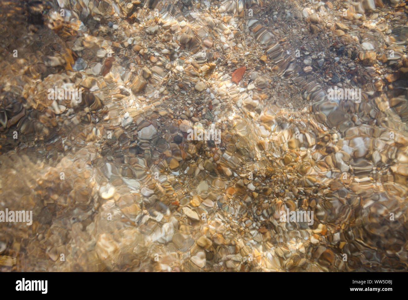 Abstract of underwater surface, sand and small waves viewed from above ...