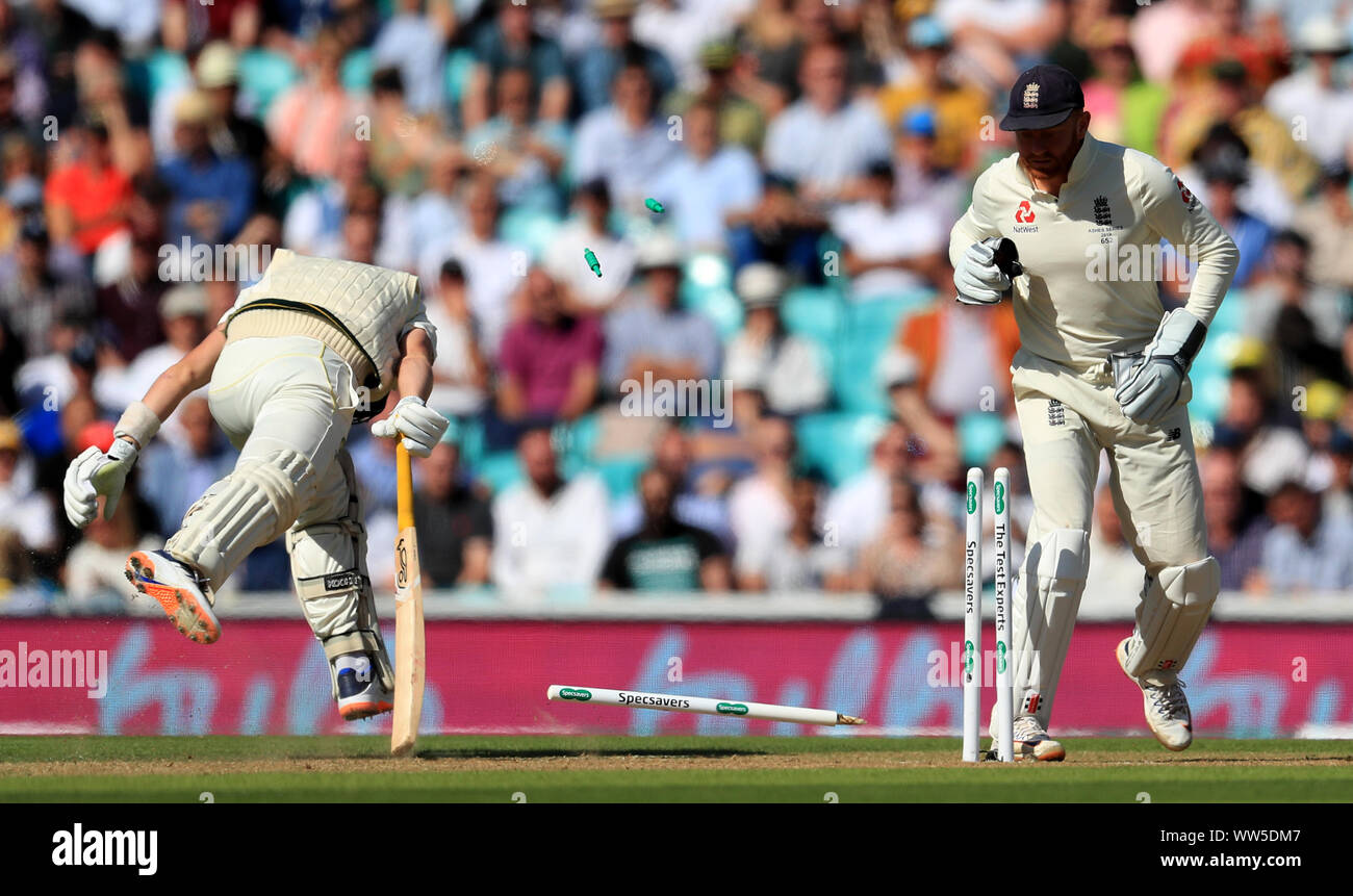 Australia's Marnus Labuschagne survives a run-out during day two of the ...