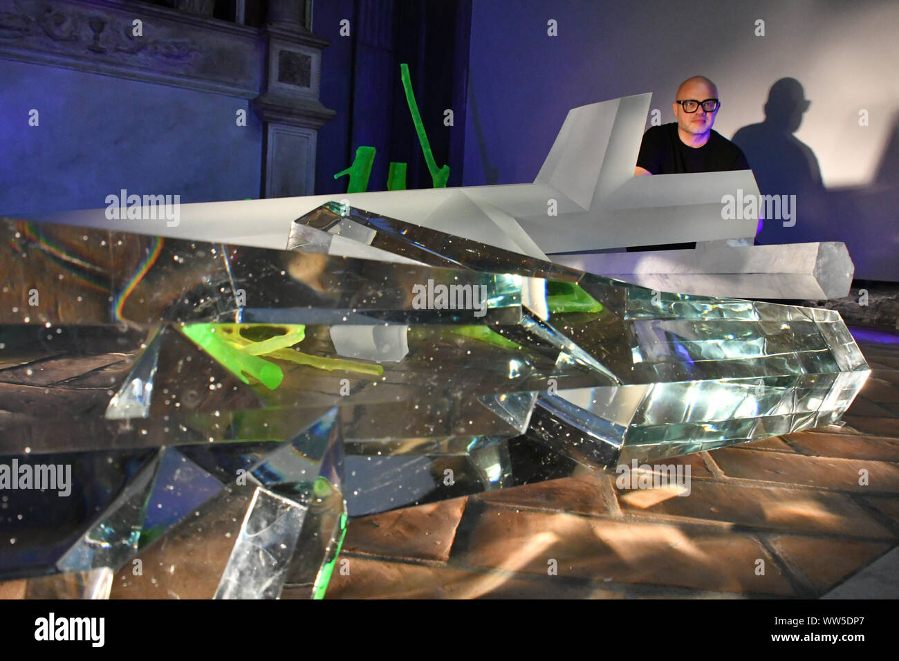 London, UK. 13th Sep, 2019. Artist Rony Plesl with Sacred Geometry at ...