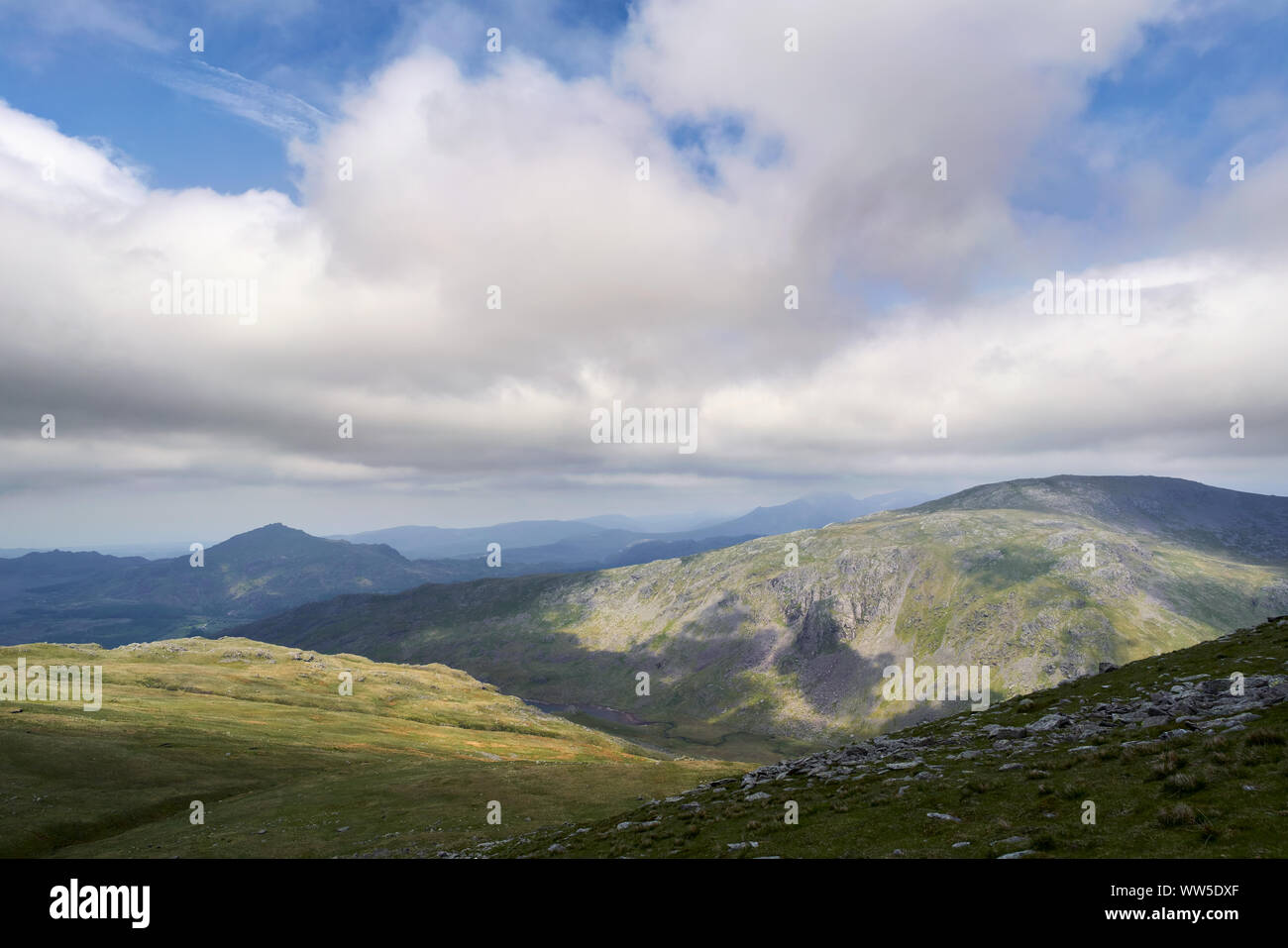 The summit of Grey Friar and Harter Fell in the English Lake District ...