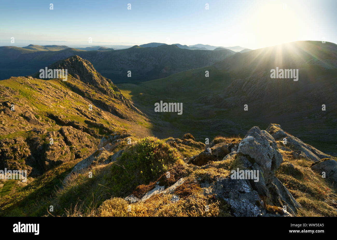Sunrise over Ennerdale Water from Scoat Fell with views of Steeple and ...