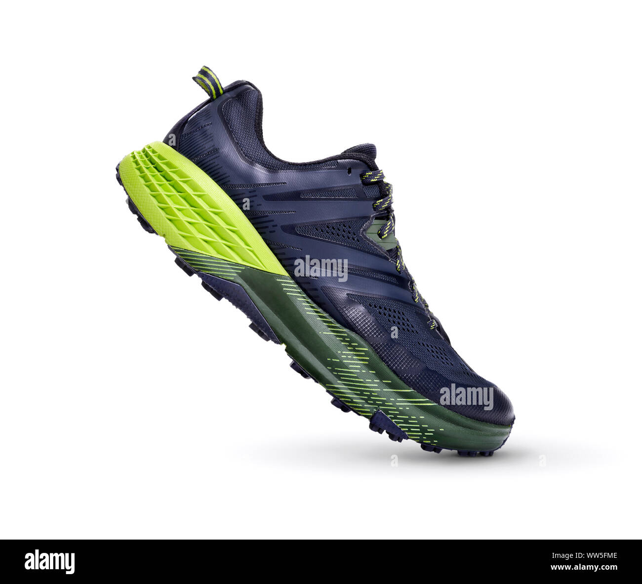 A side view of green Trainers Isolated on a white background Stock ...