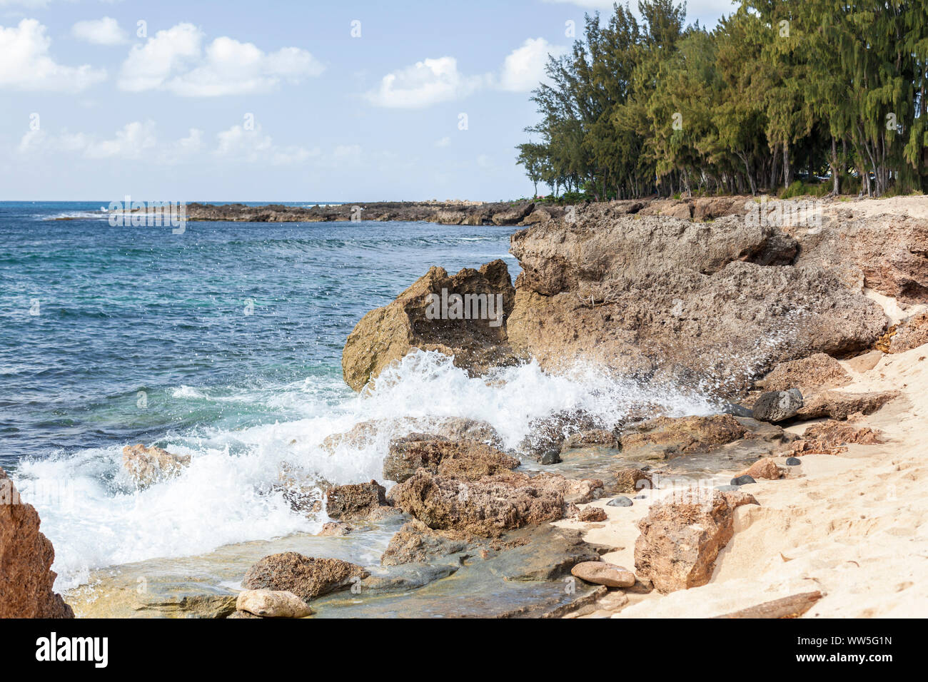Rock beach, Oahu, Hawaii, USA Stock Photo - Alamy