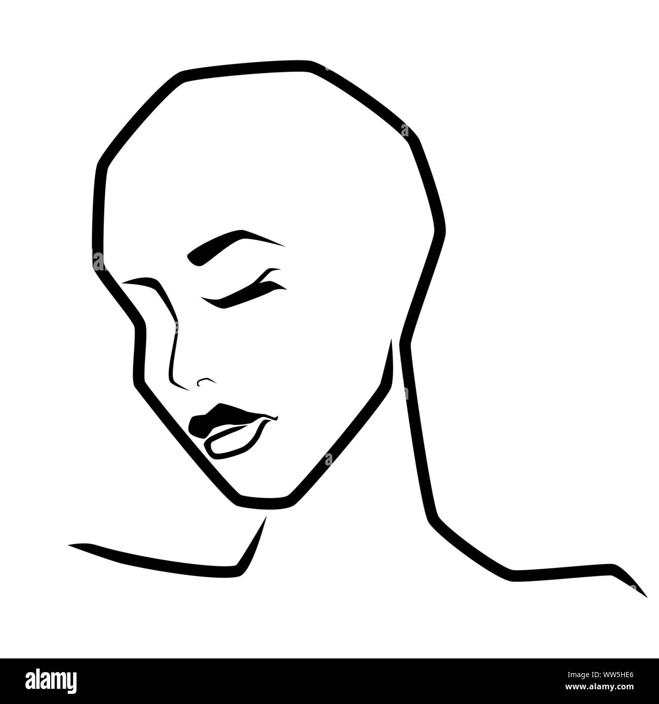 Abstract Face Of Sensual Hairless Woman Tilting Her Head To The Side