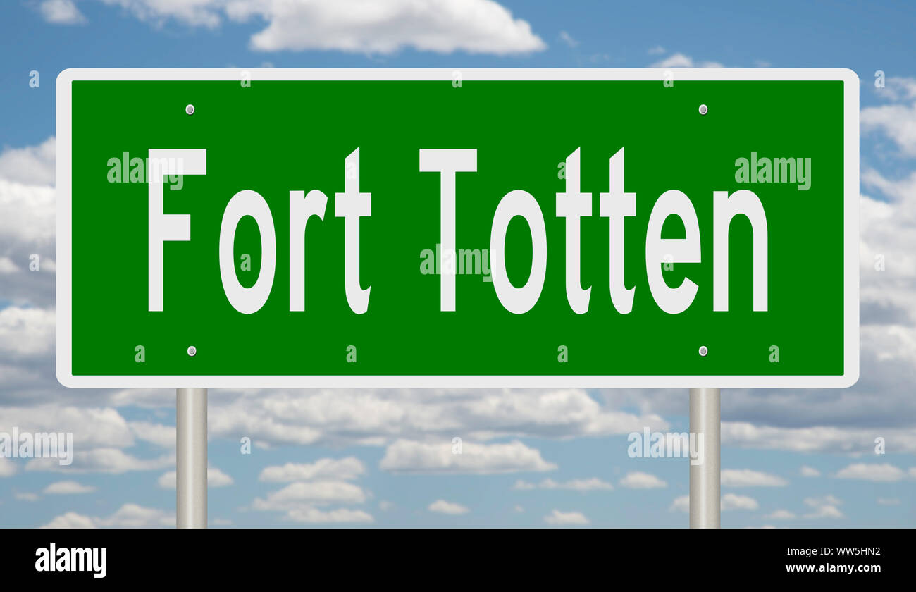 Rendering of a green road sign for Fort Totten in Washington DC Stock ...