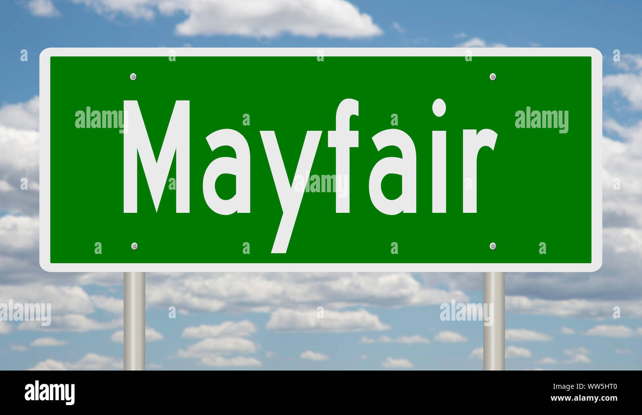Rendering of a green road sign for Mayfair Stock Photo - Alamy
