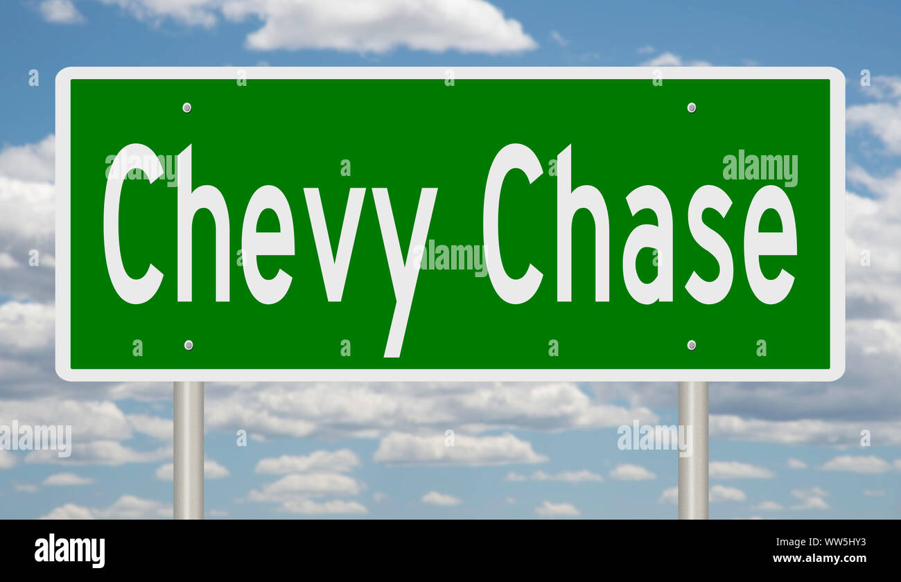 Rendering of a green road sign for Chevy Chase in Washington DC Stock ...