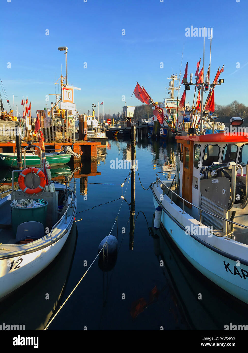 Fishing boats in the harbour of kappeln an der schlei hi-res stock ...