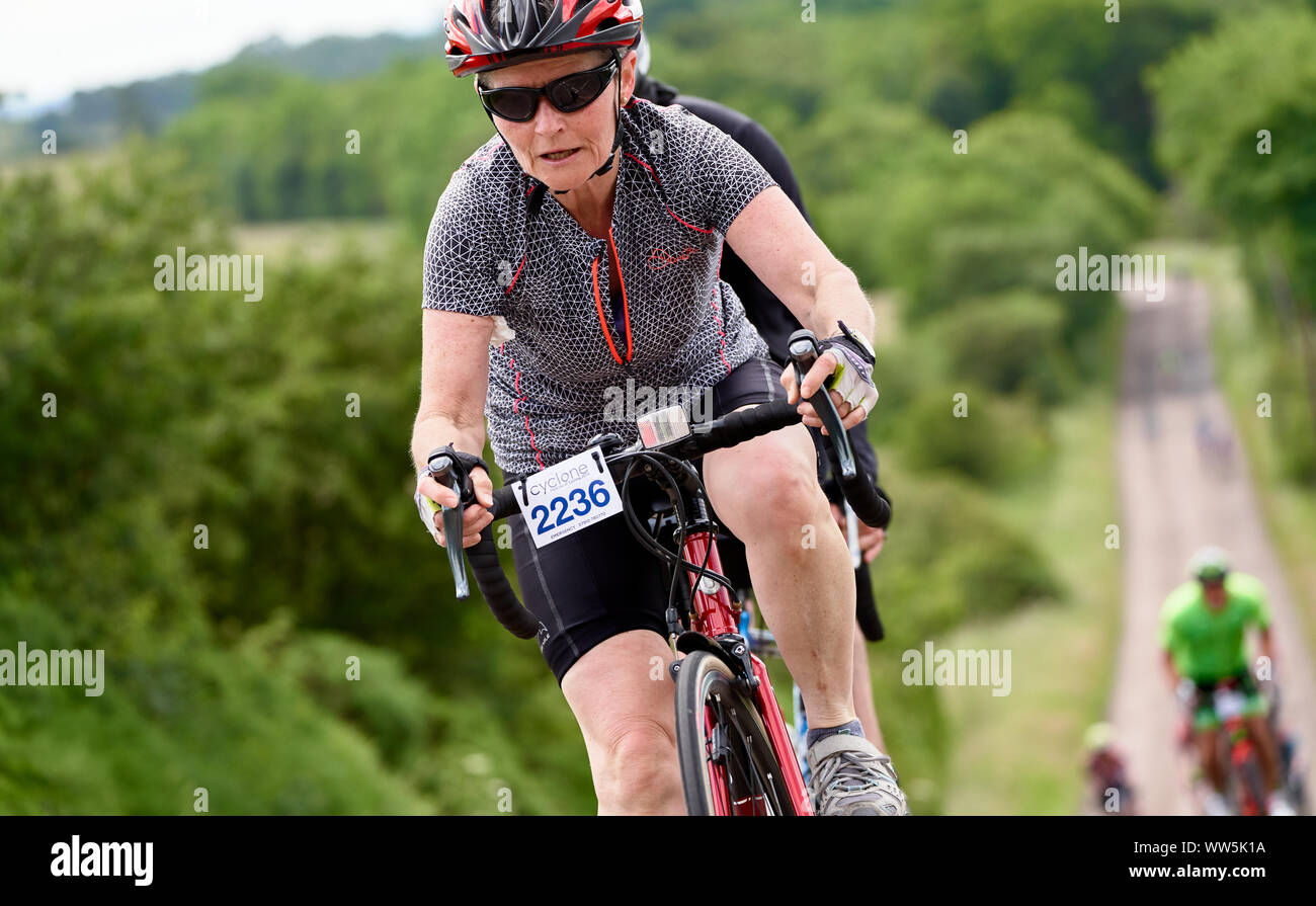 ROTHBURY, NEWCASTLE UPON TYNE, ENGLAND, UK - JULY 06, 2019: An older ...