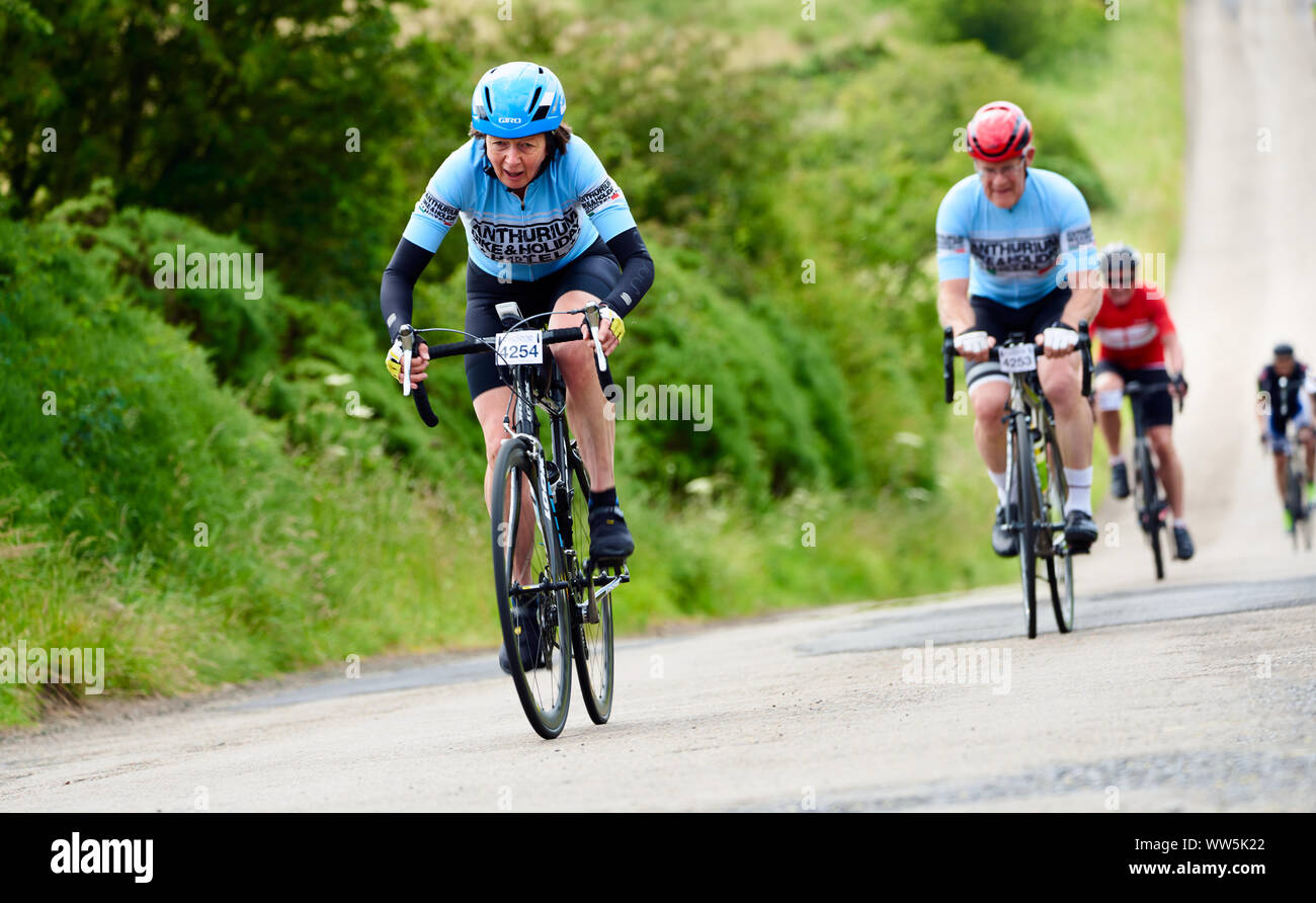 ROTHBURY, NEWCASTLE UPON TYNE, ENGLAND, UK - JULY 06, 2019: An older ...
