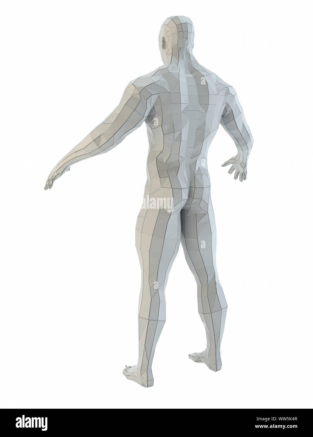 Abstract muscular robot or bodybuilder of white color with cracks in ...